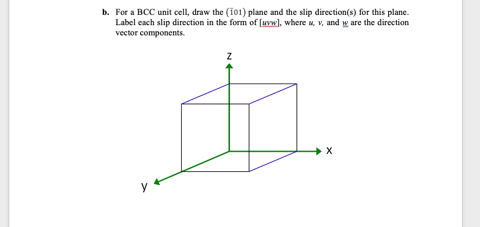 Solved b. ﻿For a BCC unit cell, draw the (101) ﻿plane and | Chegg.com