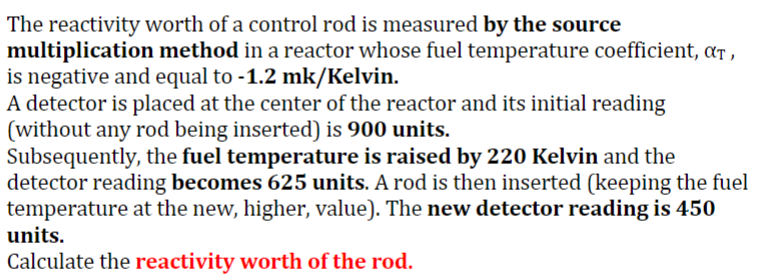 Solved The reactivity worth of a control rod is measured by | Chegg.com