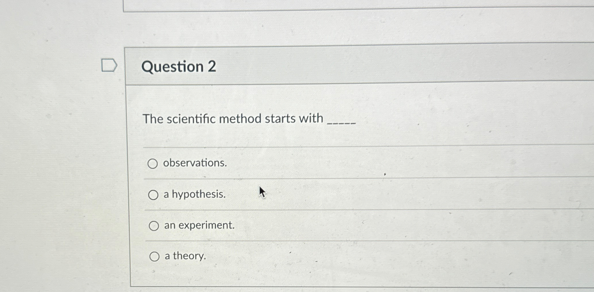 Solved Question 2The scientific method starts with | Chegg.com