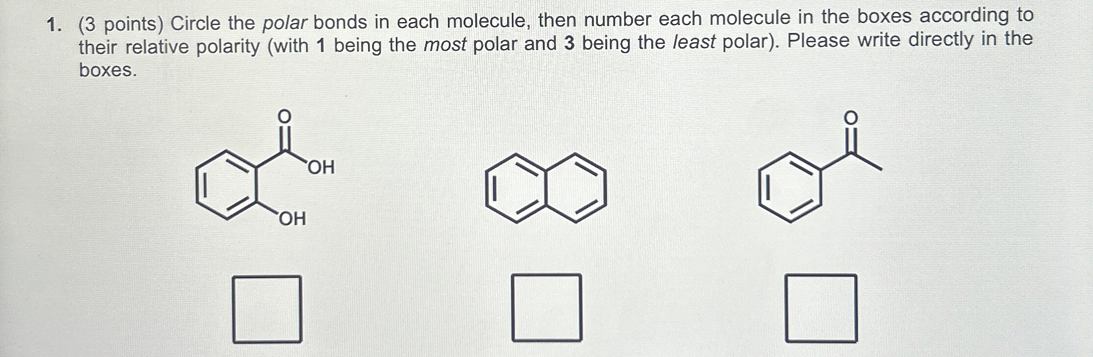 Solved ( 3 ﻿points) ﻿Circle the polar bonds in each | Chegg.com
