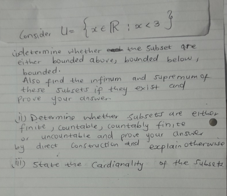 Solved Consider U={xinR:x