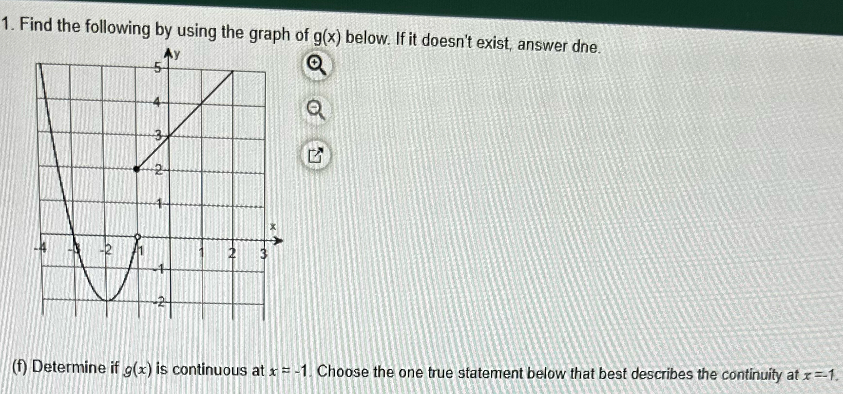 Solved Find the following by using the graph of g(x) ﻿below. | Chegg.com