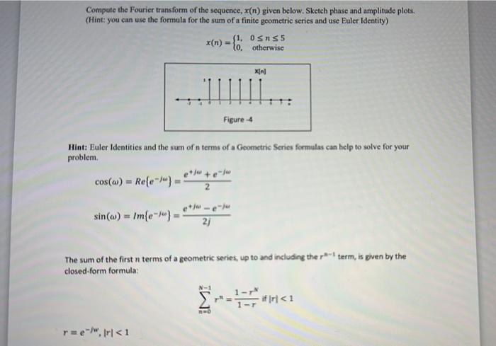 Solved Compute the Fourier transform of the sequence, x(n) | Chegg.com