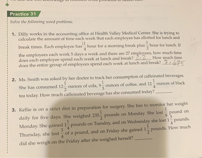 Solved Practice 31 Solve the following word problems. 1. | Chegg.com