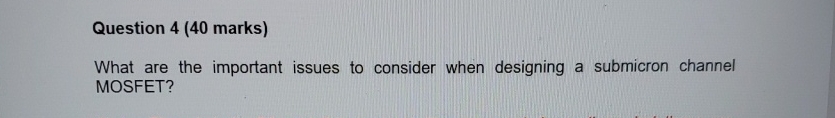 Solved Question 4 (40 ﻿marks)What are the important issues | Chegg.com