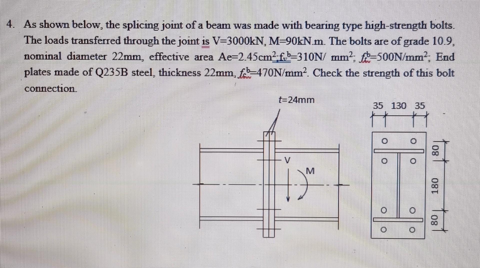 Solved 4. As shown below, the splicing joint of a beam was | Chegg.com