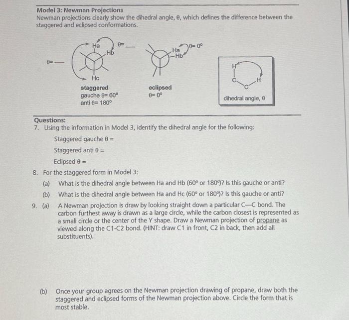 Solved Model 2: Conformations of Echane Questions: 3. In the | Chegg.com