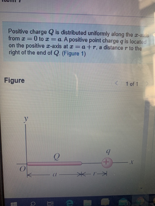 Positive charge Q is distributed uniformly along the | Chegg.com