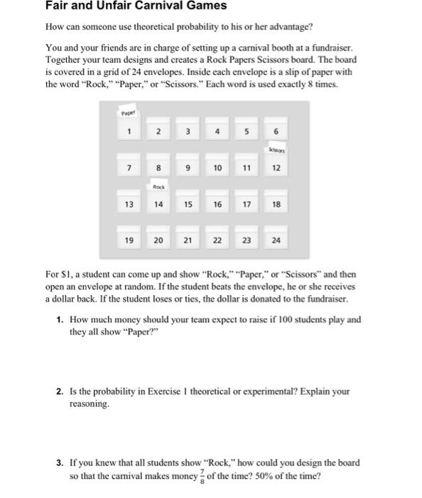 Solved Fair and Unfair Carnival Games How can someone use | Chegg.com