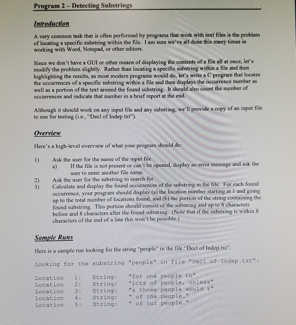 Solved Program 2-Detecting Substrings Introduction A very | Chegg.com