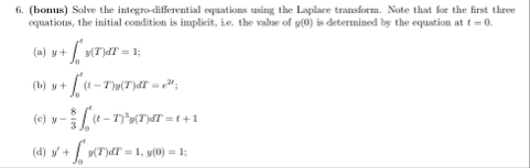 Solved (bonus) ﻿Solve the integro-differential equations | Chegg.com