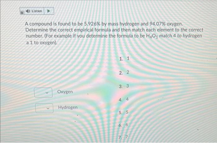 Solved Listen A compound is found to be 5.926% by mass | Chegg.com