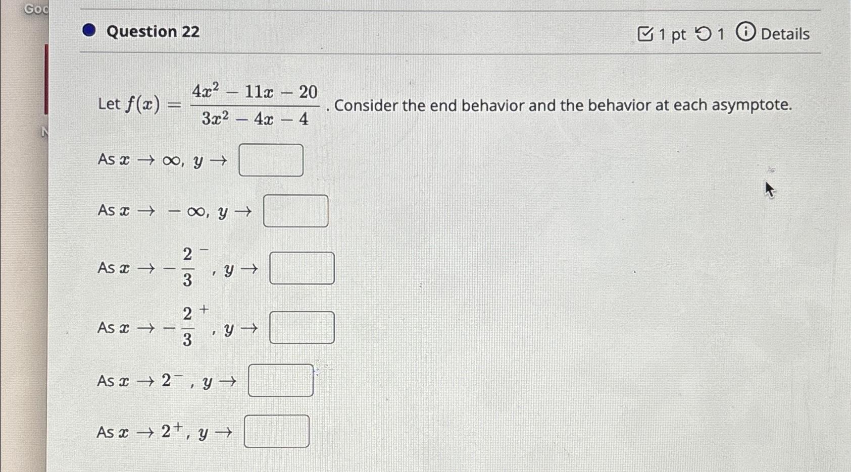 Solved Question 22『1pt つ1 (i) ﻿DetailsLet | Chegg.com