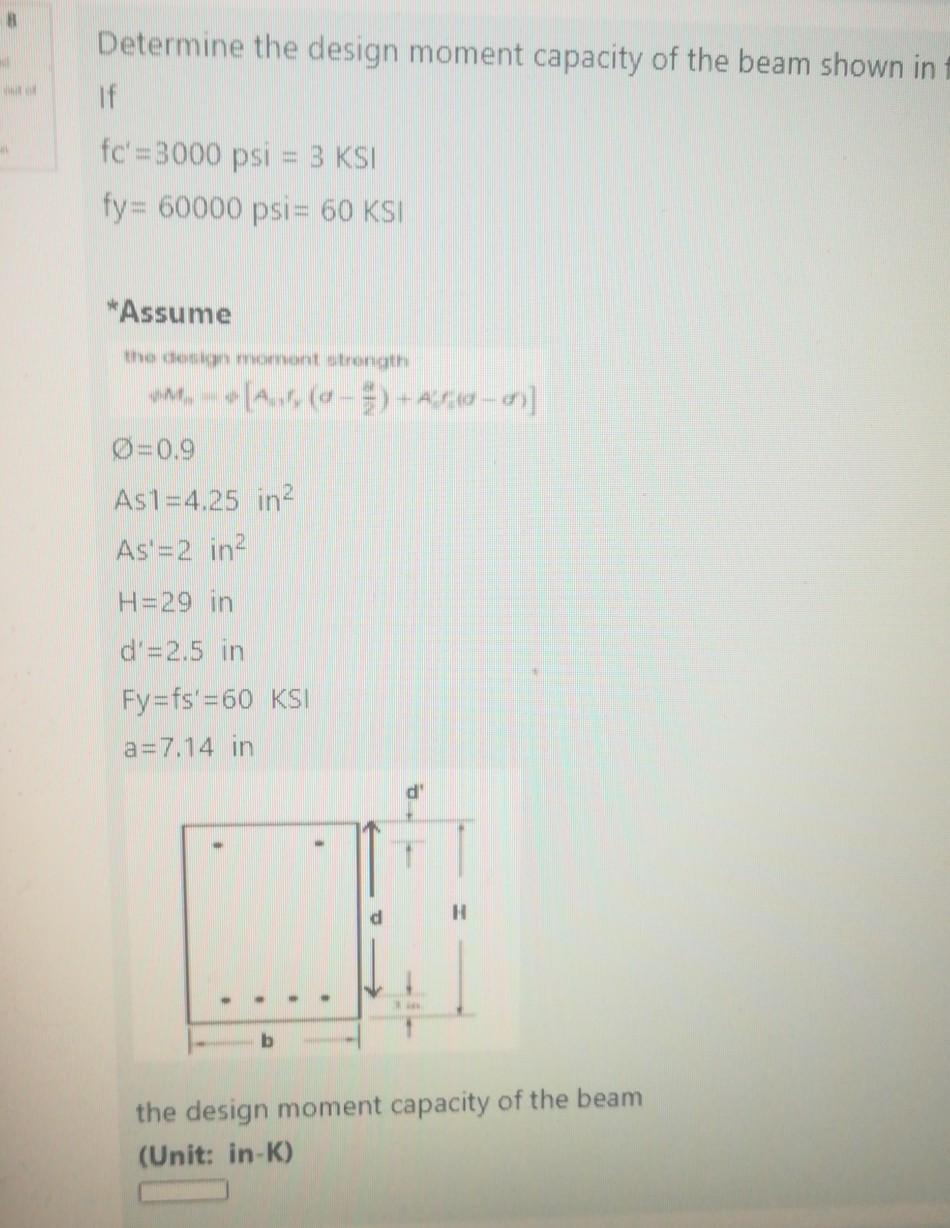 Solved Determine the design moment capacity of the beam | Chegg.com