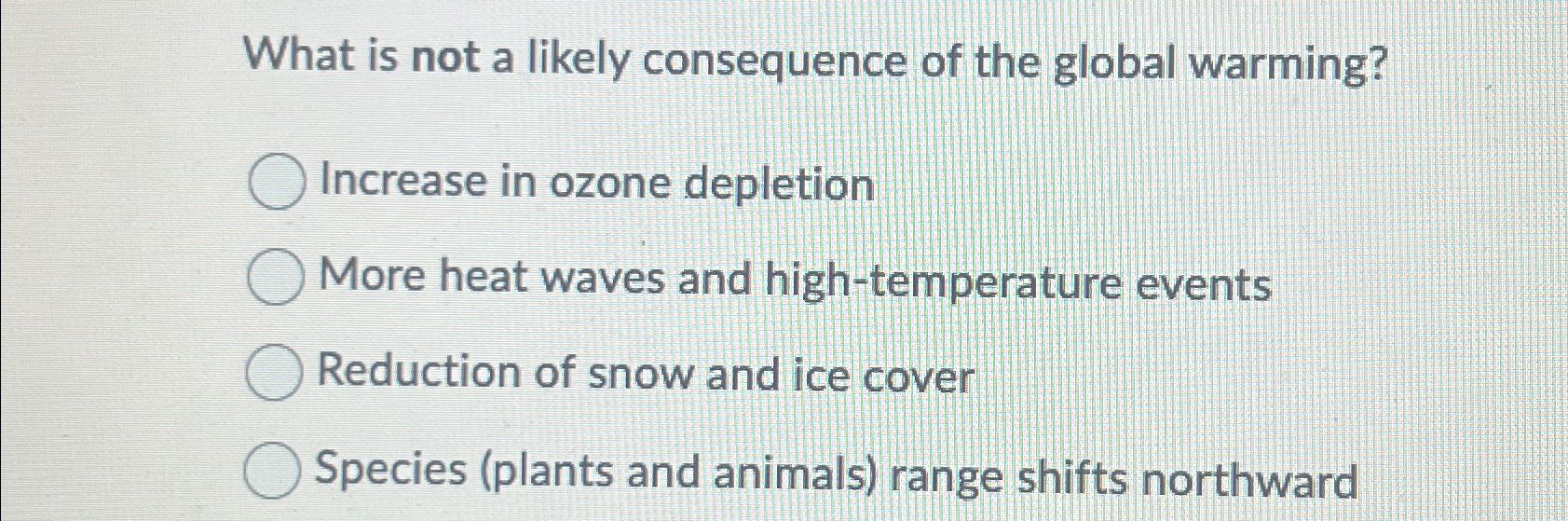 Solved What is not a likely consequence of the global | Chegg.com