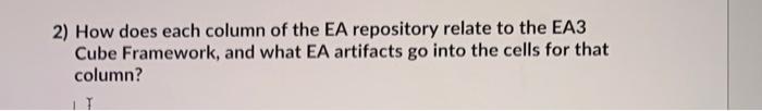 Solved 2) How does each column of the EA repository relate | Chegg.com