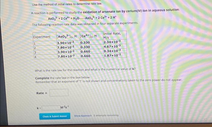 Solved Use The Method Of Initial Rates To Determine Rate