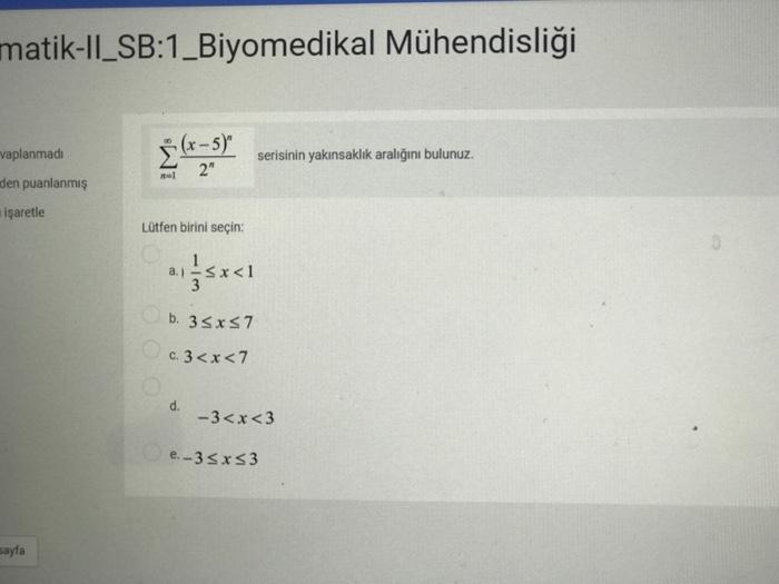 Solved matik-II_SB:1_Biyomedikal Mühendisliği vaplanmadi den | Chegg.com