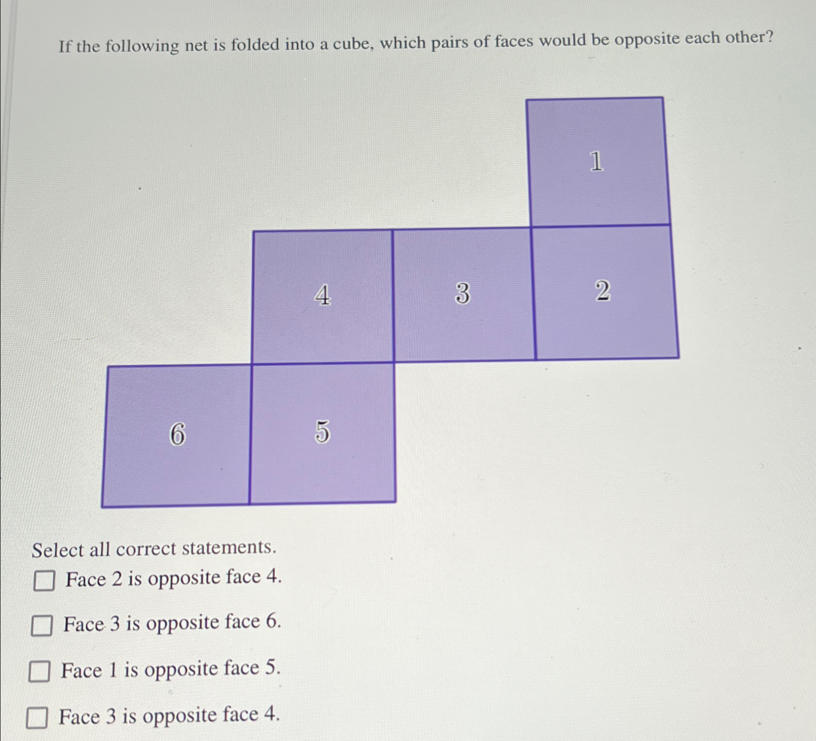 Solved If the following net is folded into a cube, which | Chegg.com