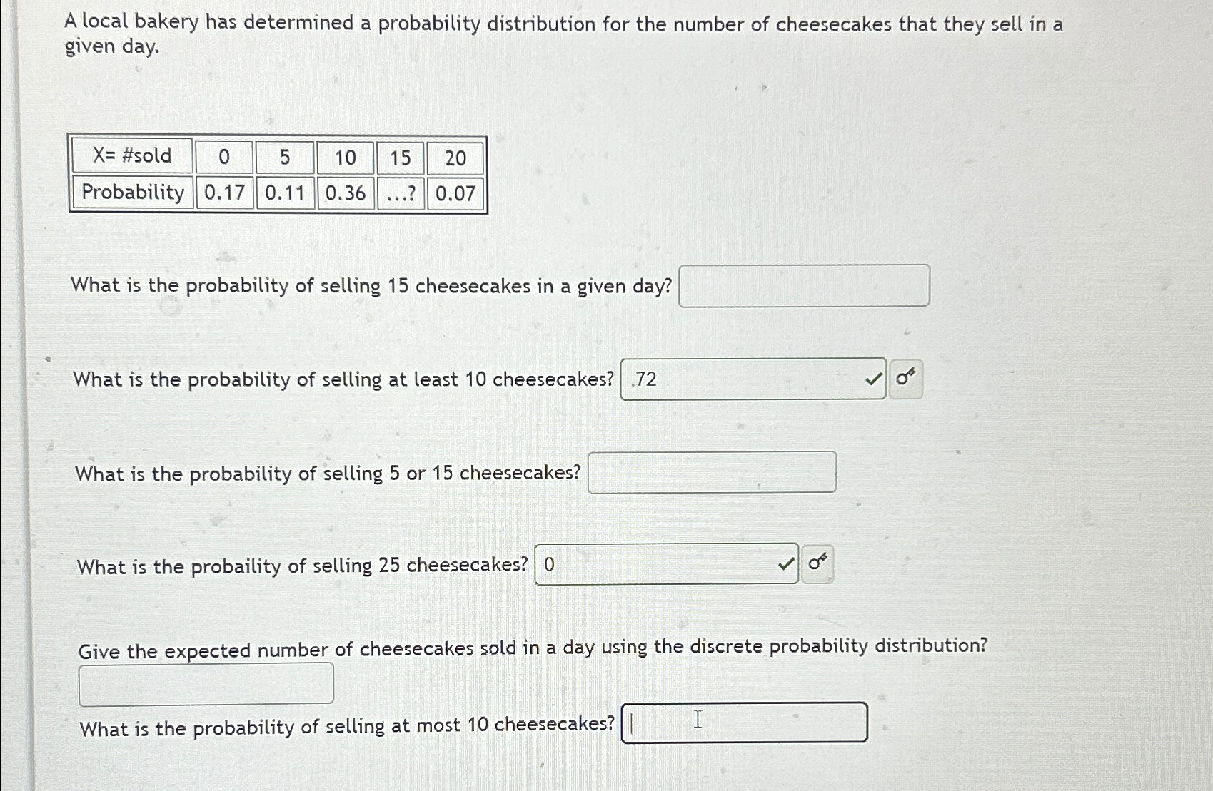 Solved A local bakery has determined a probability | Chegg.com