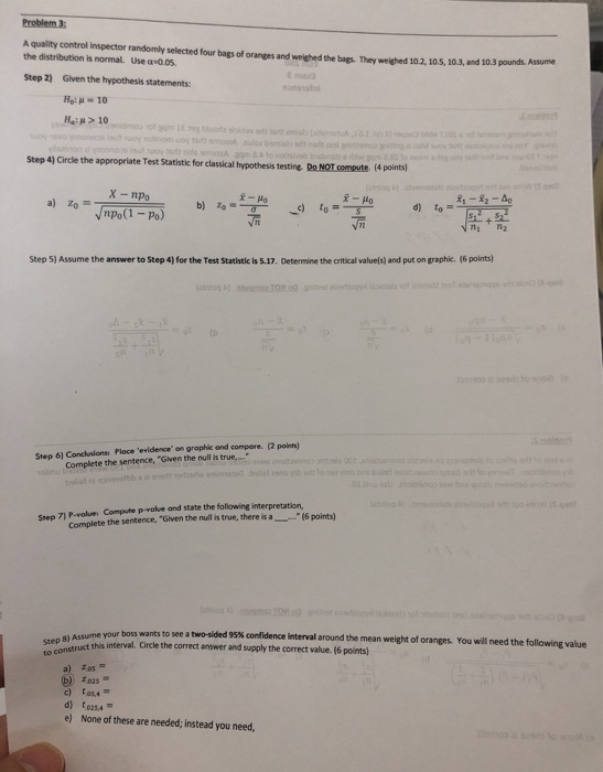 Solved Problem 3: A quality control Inspector randomly | Chegg.com