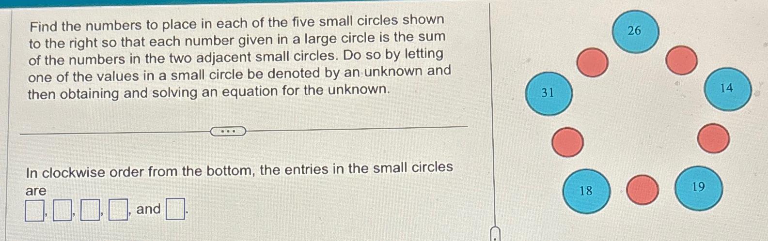 Solved Find the numbers to place in each of the five small | Chegg.com