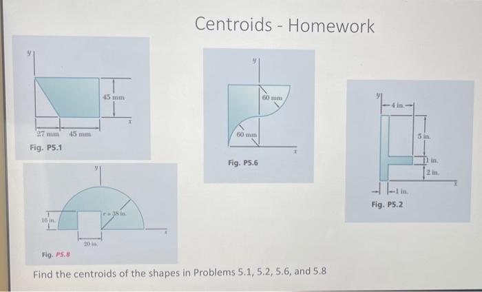 Solved Centroids - Homework Find the centroids of the shapes | Chegg.com