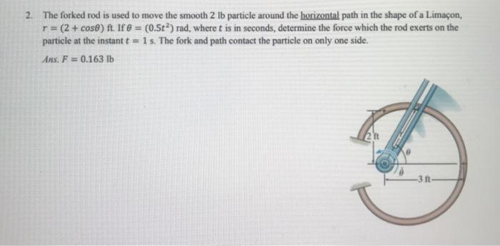 Solved 2. The forked rod is used to move the smooth 2 lb | Chegg.com