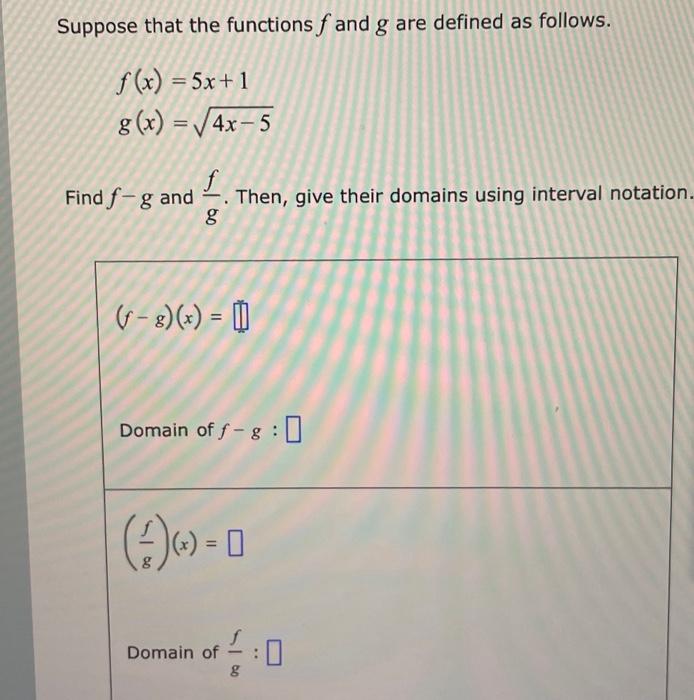 Solved Suppose that the functions f and g are defined as | Chegg.com