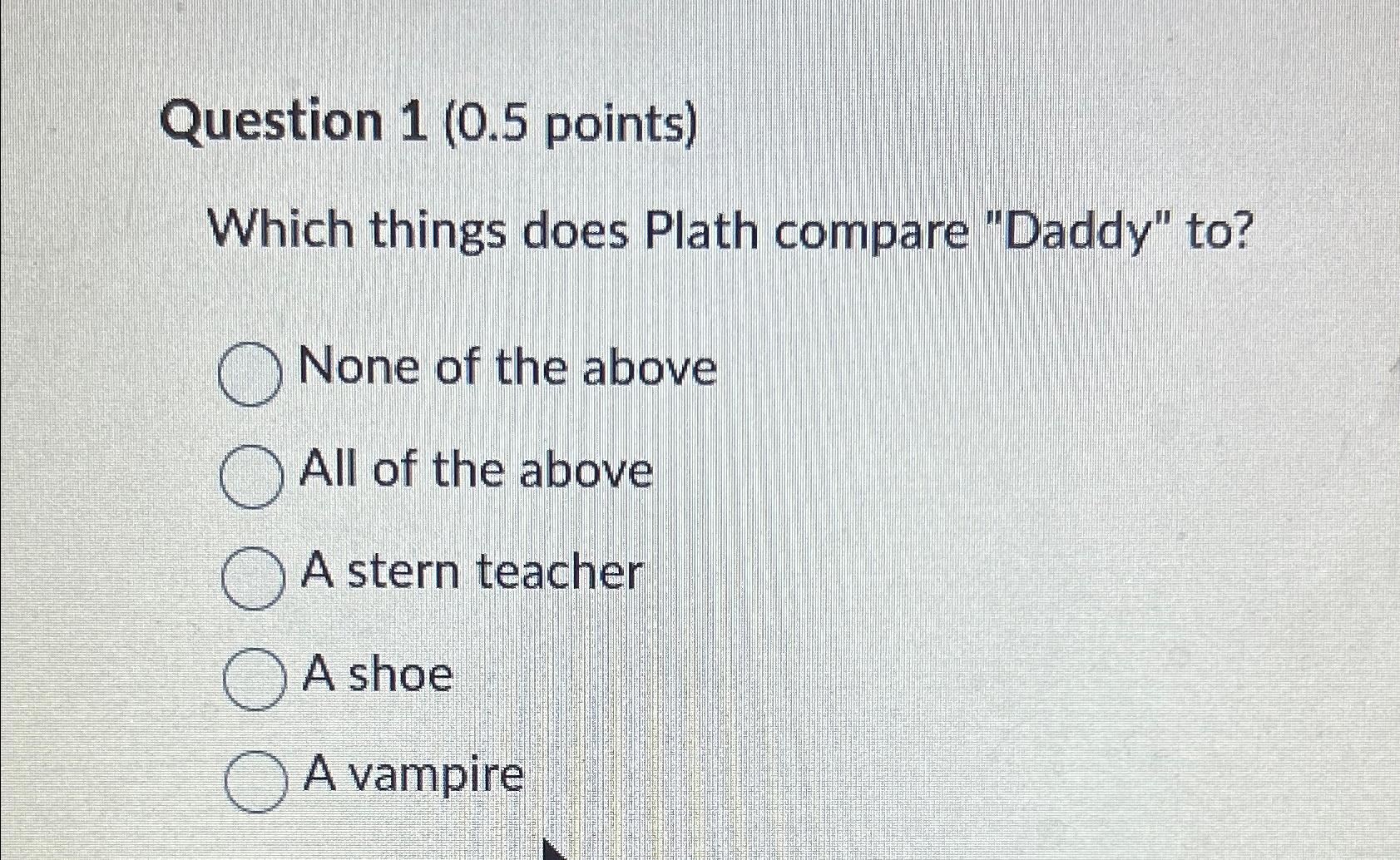 Solved Question 1 ( 0.5 ﻿points)Which things does Plath | Chegg.com