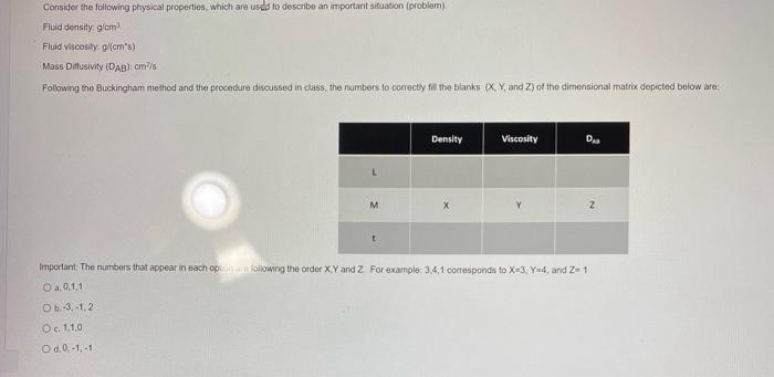 Solved Consider the following physical properties, which are | Chegg.com