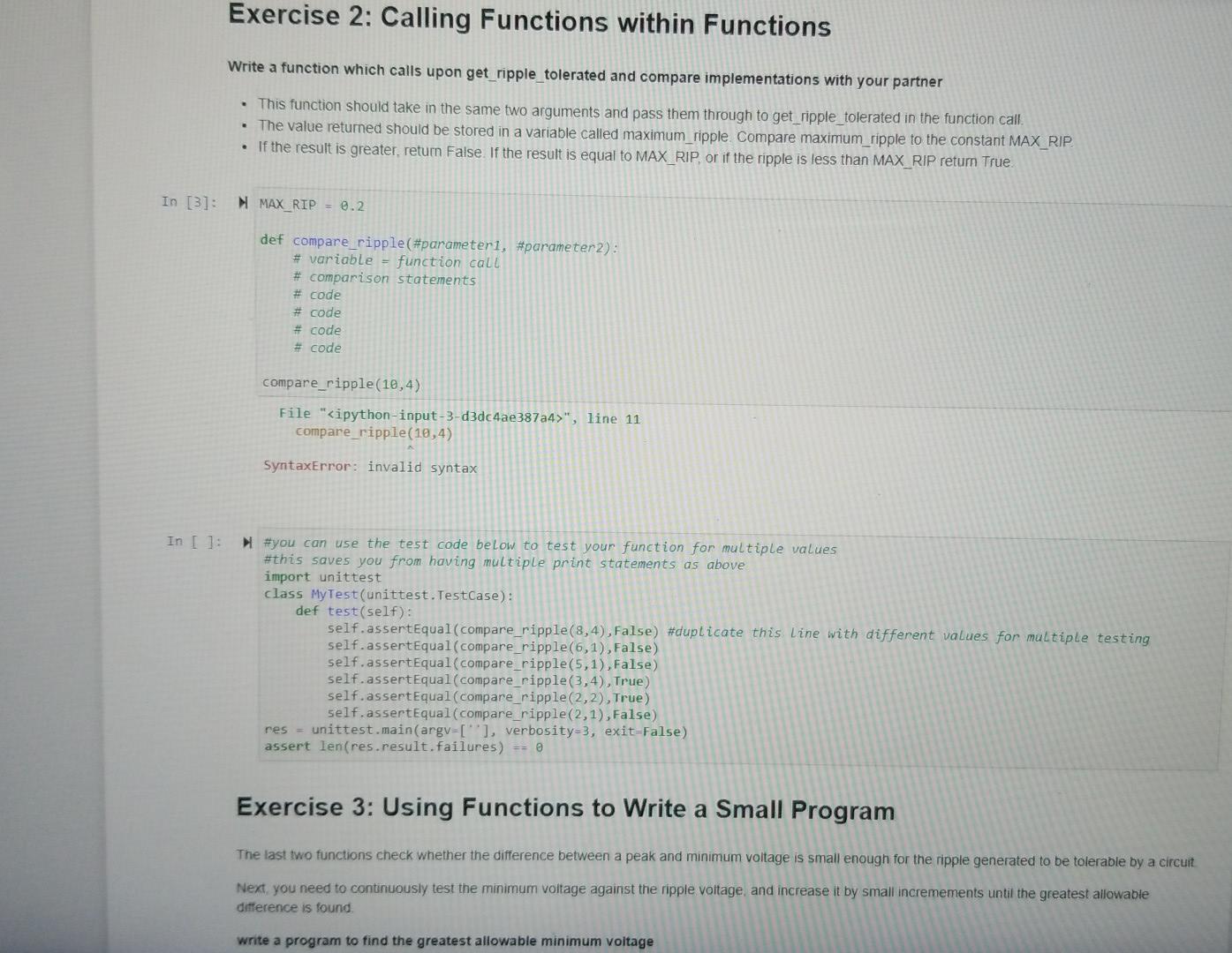 Solved Exercise 2: Calling Functions within Functions Write | Chegg.com Solved Exercise 2: Calling Functions within Functions Write | Chegg.com