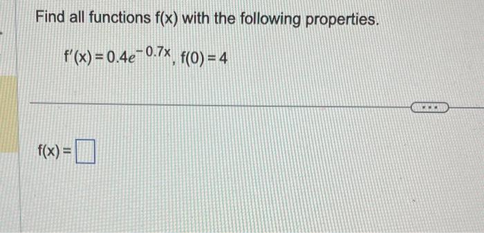 Solved Find all functions f(x) with the following | Chegg.com