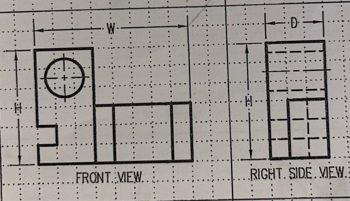 Solved Given the front and right side view of object shown | Chegg.com