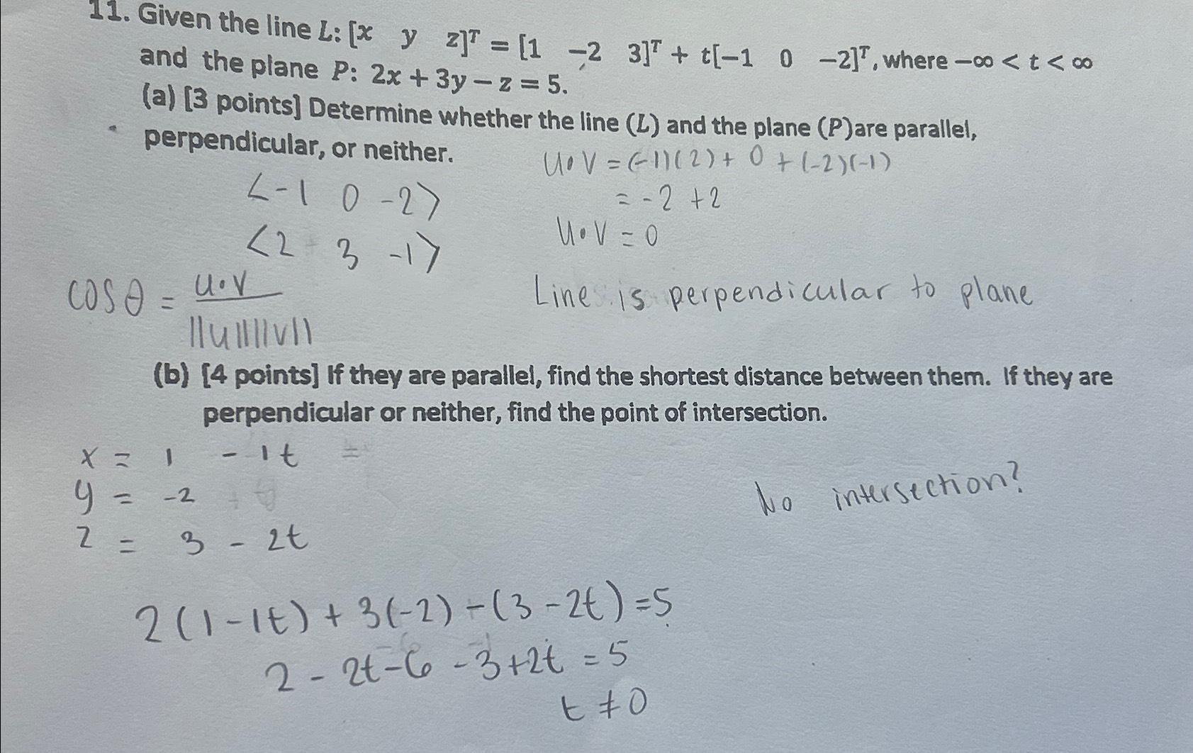 Solved Given the line L:[xyz]T=[1-23]T+t[-10-2]T, ﻿where | Chegg.com