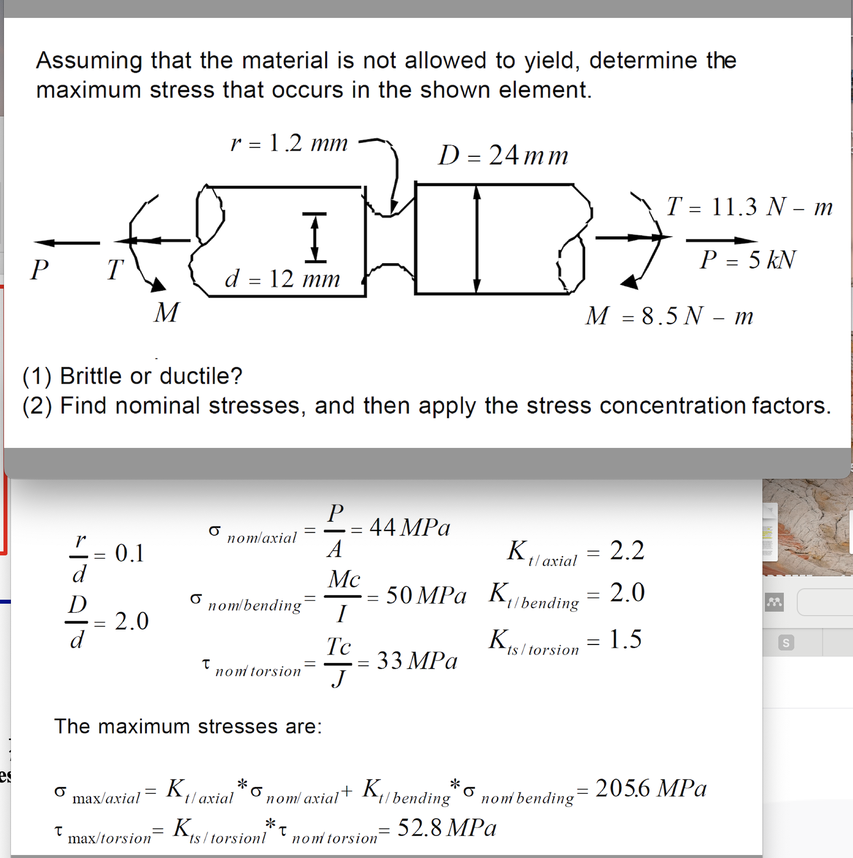 how did they caluclate kt for axial , ﻿bending and | Chegg.com