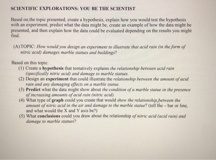 Solved SCIENTIFIC EXPLORATIONS: YOU BE THE SCIENTIST Based | Chegg.com