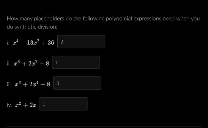 Solved How many placeholders do the following polynomial | Chegg.com