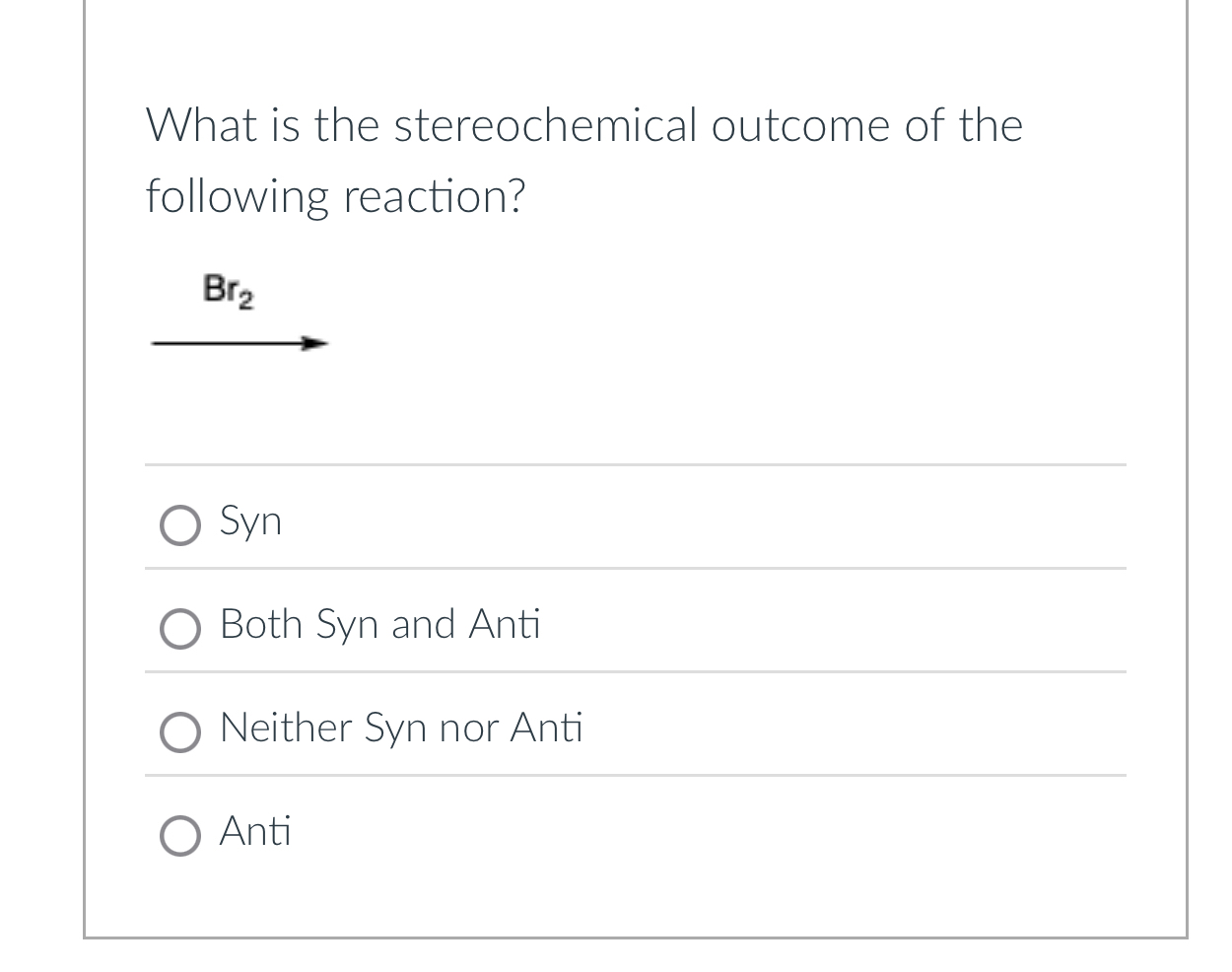 Solved What is the stereochemical outcome of the following | Chegg.com