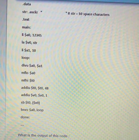 Solved data str: asciiz " # str = 10 space characters .text | Chegg.com