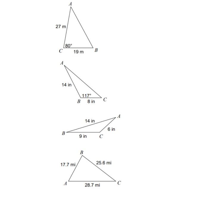 Solved Solve the following triangles | Chegg.com