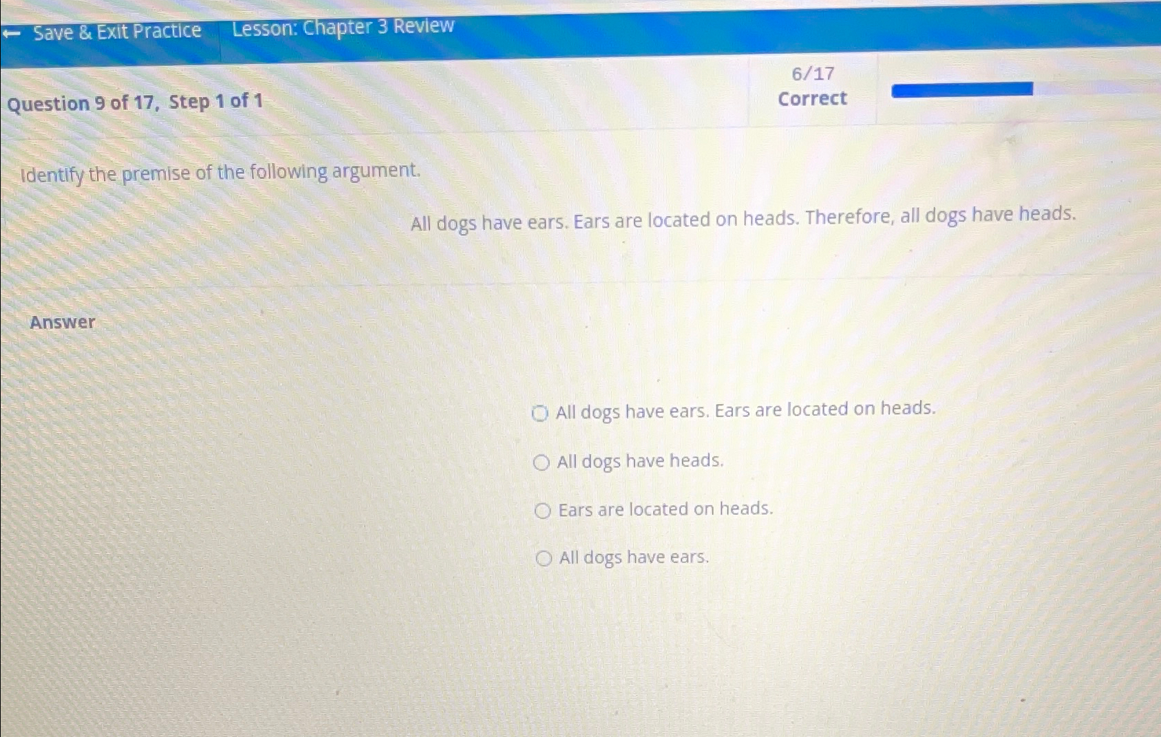 Solved Save & Exit PracticeLesson: Chapter 3 ﻿ReviewQuestion | Chegg.com
