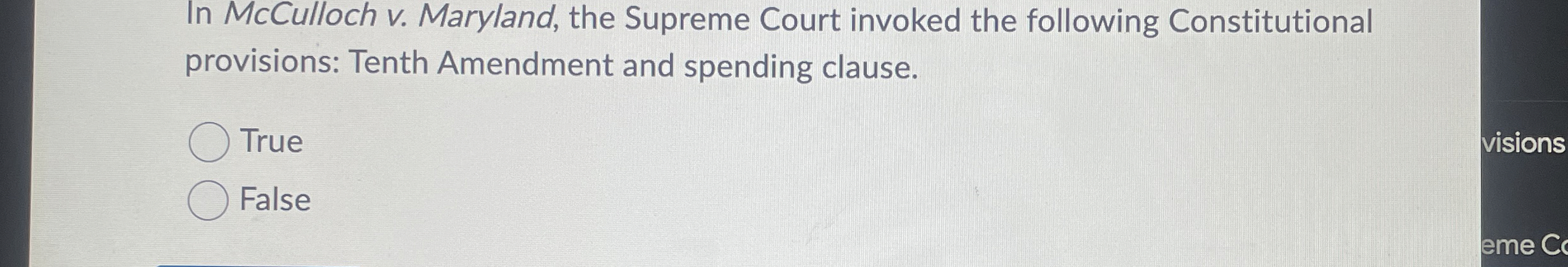 Solved In McCulloch v. ﻿Maryland, the Supreme Court invoked | Chegg.com