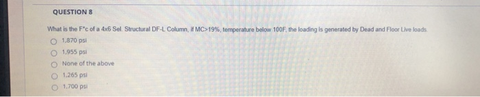 Solved QUESTIONS What is the F*c of a 4x6 Sel. Structural | Chegg.com