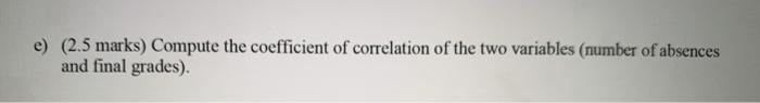 Solved The following table relates the number of absences | Chegg.com