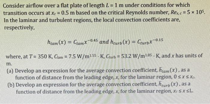 Solved Consider airflow over a flat plate of length L=1 m | Chegg.com