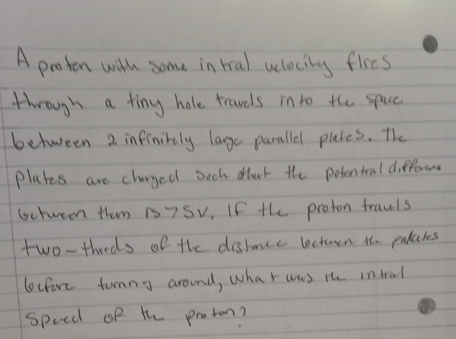 Solved A proten with some intral velocity flres through a | Chegg.com
