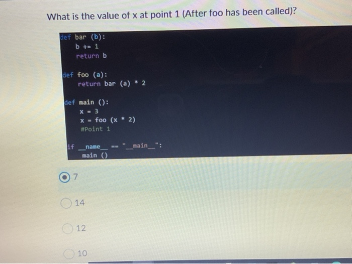 Solved What is the value of x at point 1 (After foo has been | Chegg.com