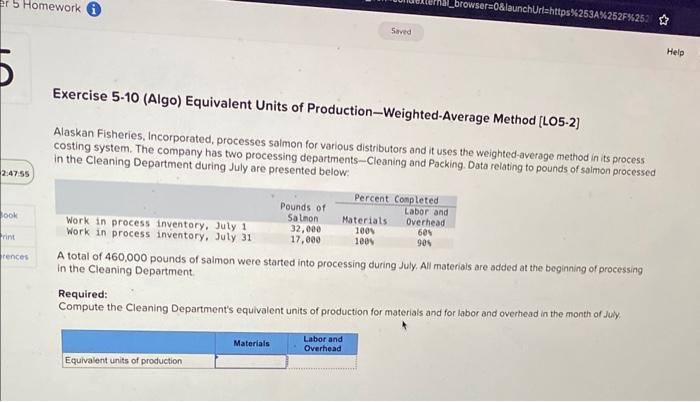 Solved Exercise 5-10 (Algo) Equivalent Units of | Chegg.com