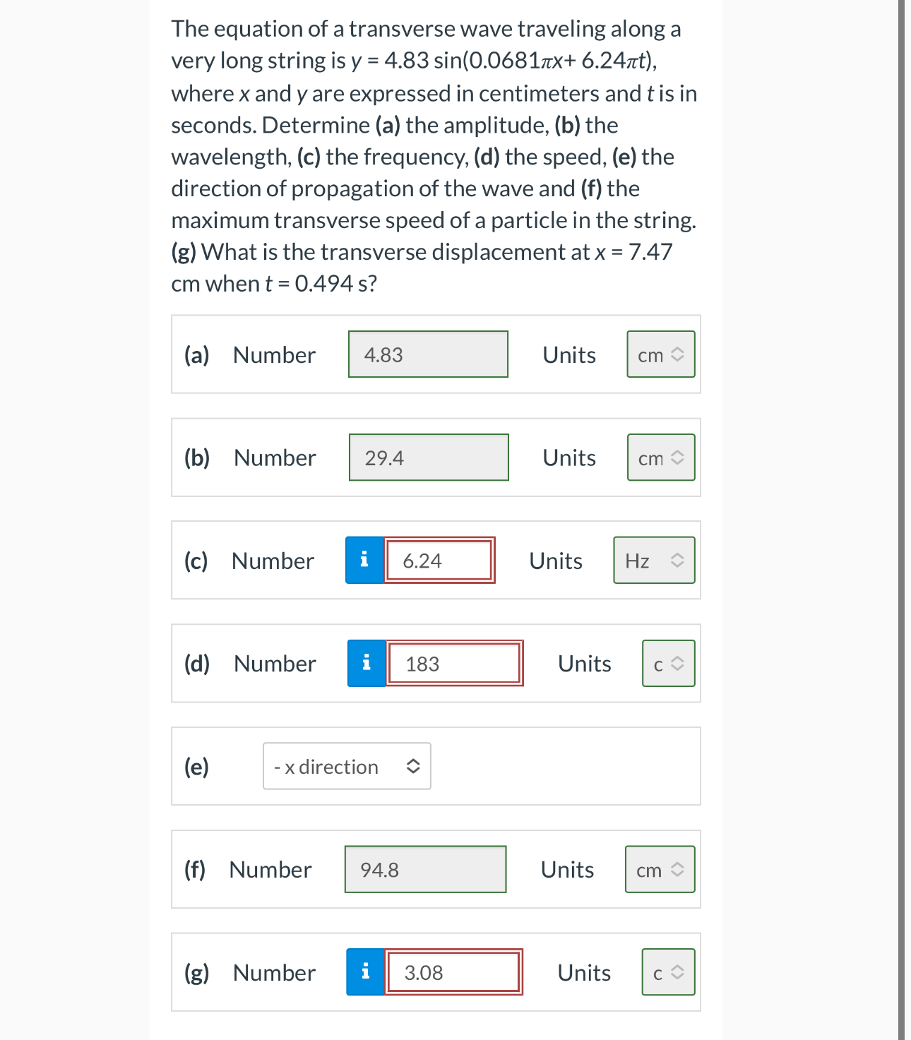 Solved The equation of a transverse wave traveling along a | Chegg.com